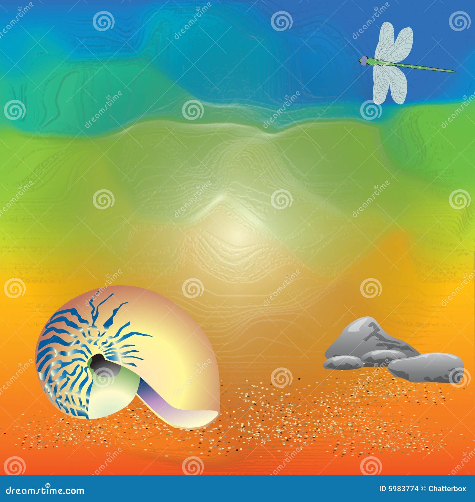 Abstract Art of Shell on the Beach Stock Illustration - Illustration of ...