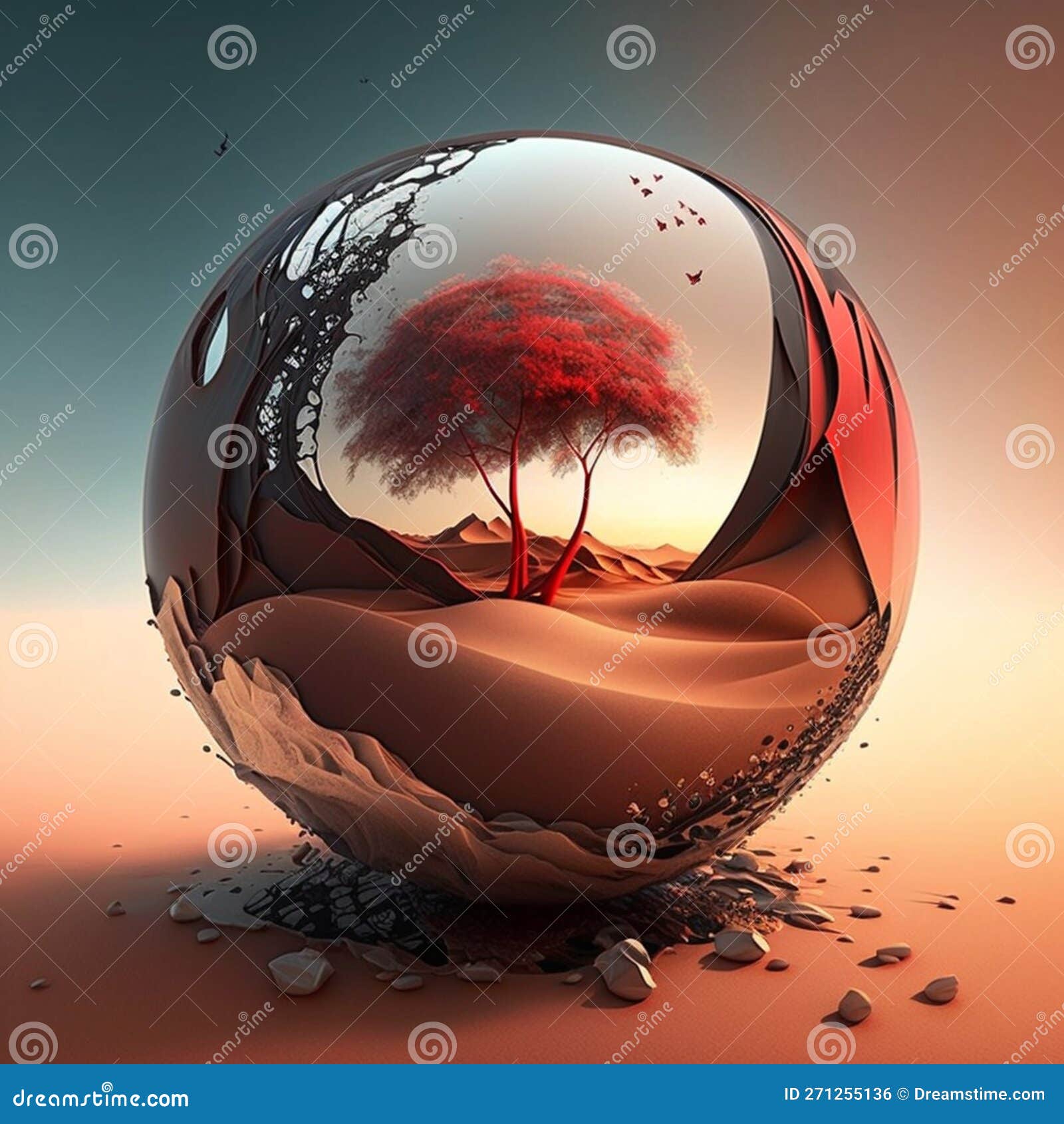 Abstract Art of a Sphere, Surrealism, AI Generated Stock Illustration ...