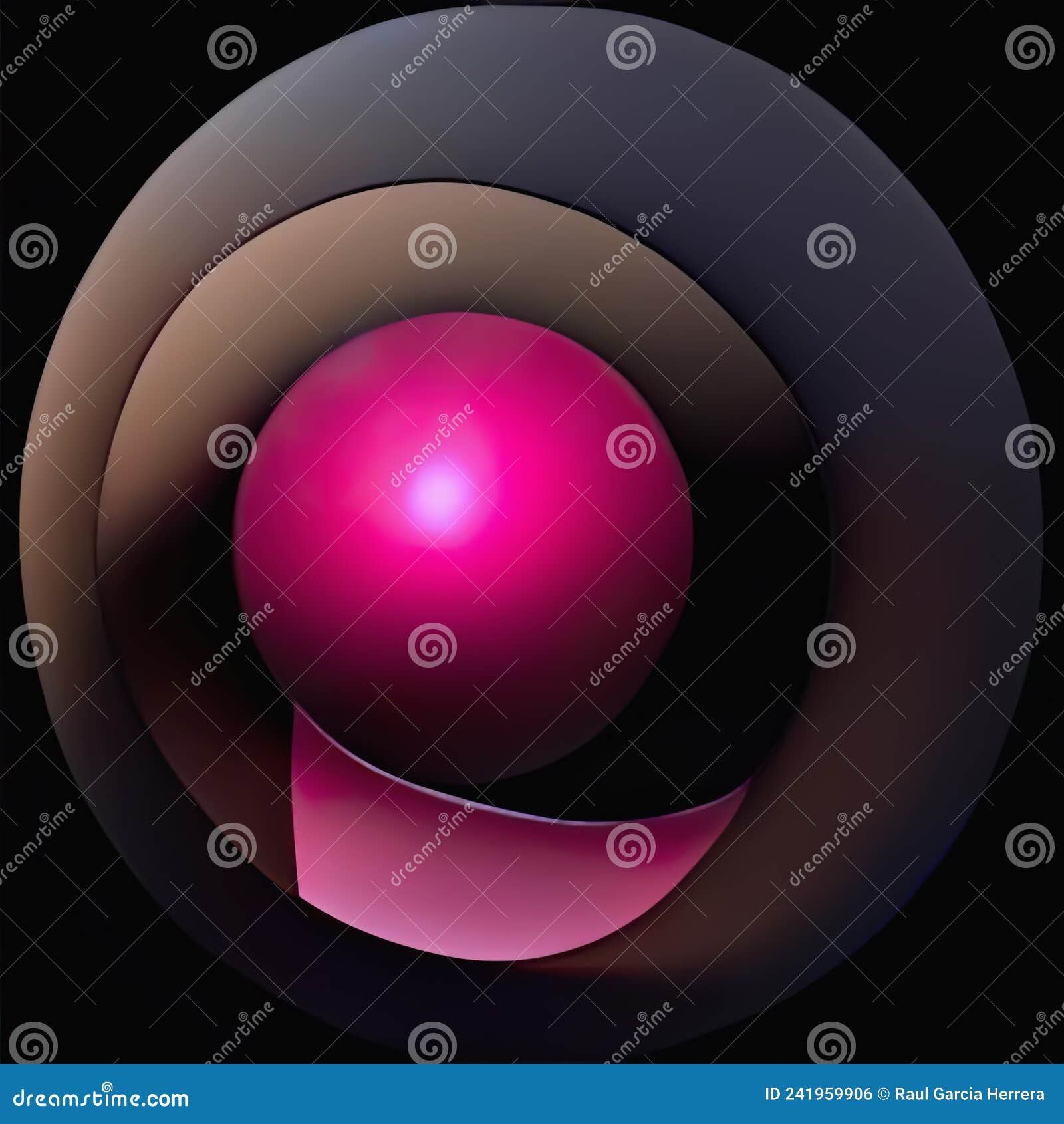 Abstract Art of Surreal Purple Sphere in Twisted Round Shape Stock ...