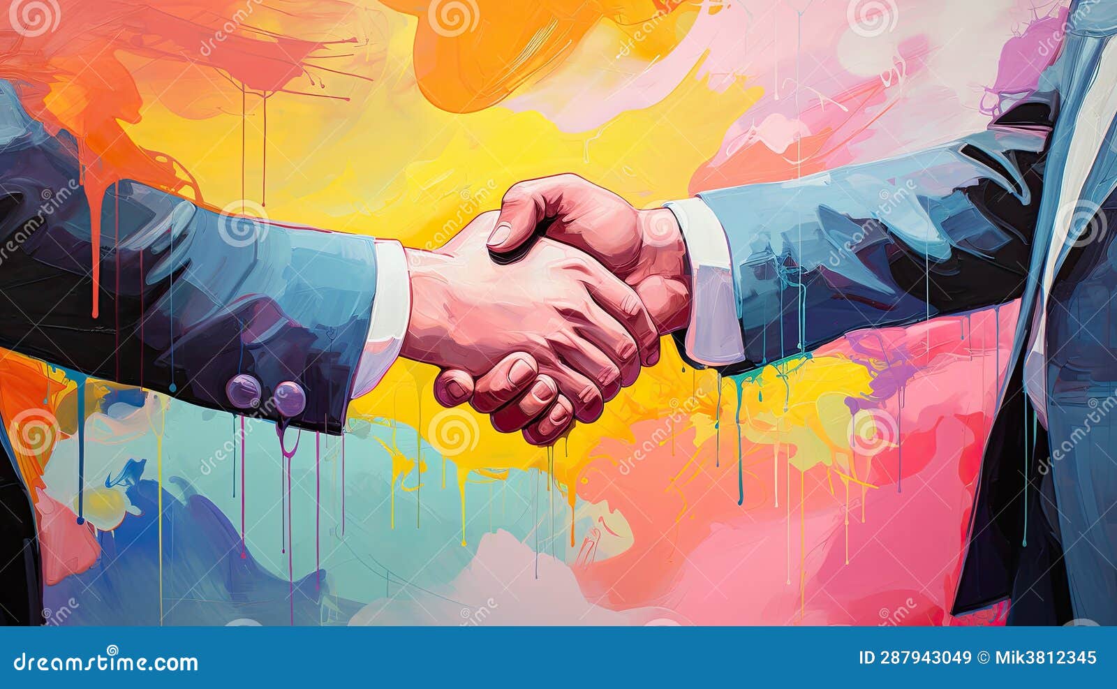 Abstract Art Two Men Shaking Hands. Stock Illustration - Illustration ...