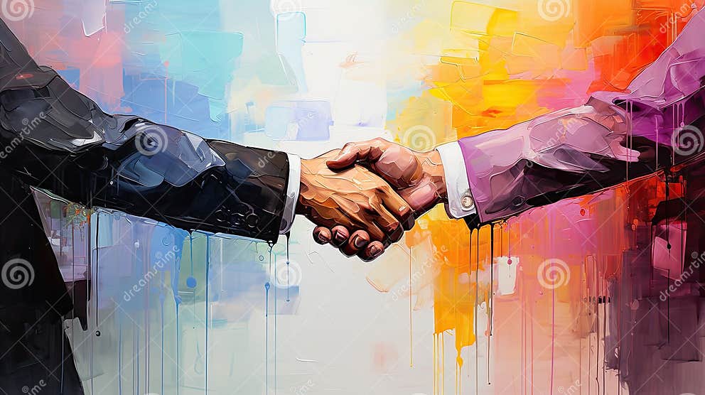 Abstract Art Two Men Shaking Hands. Stock Illustration - Illustration ...