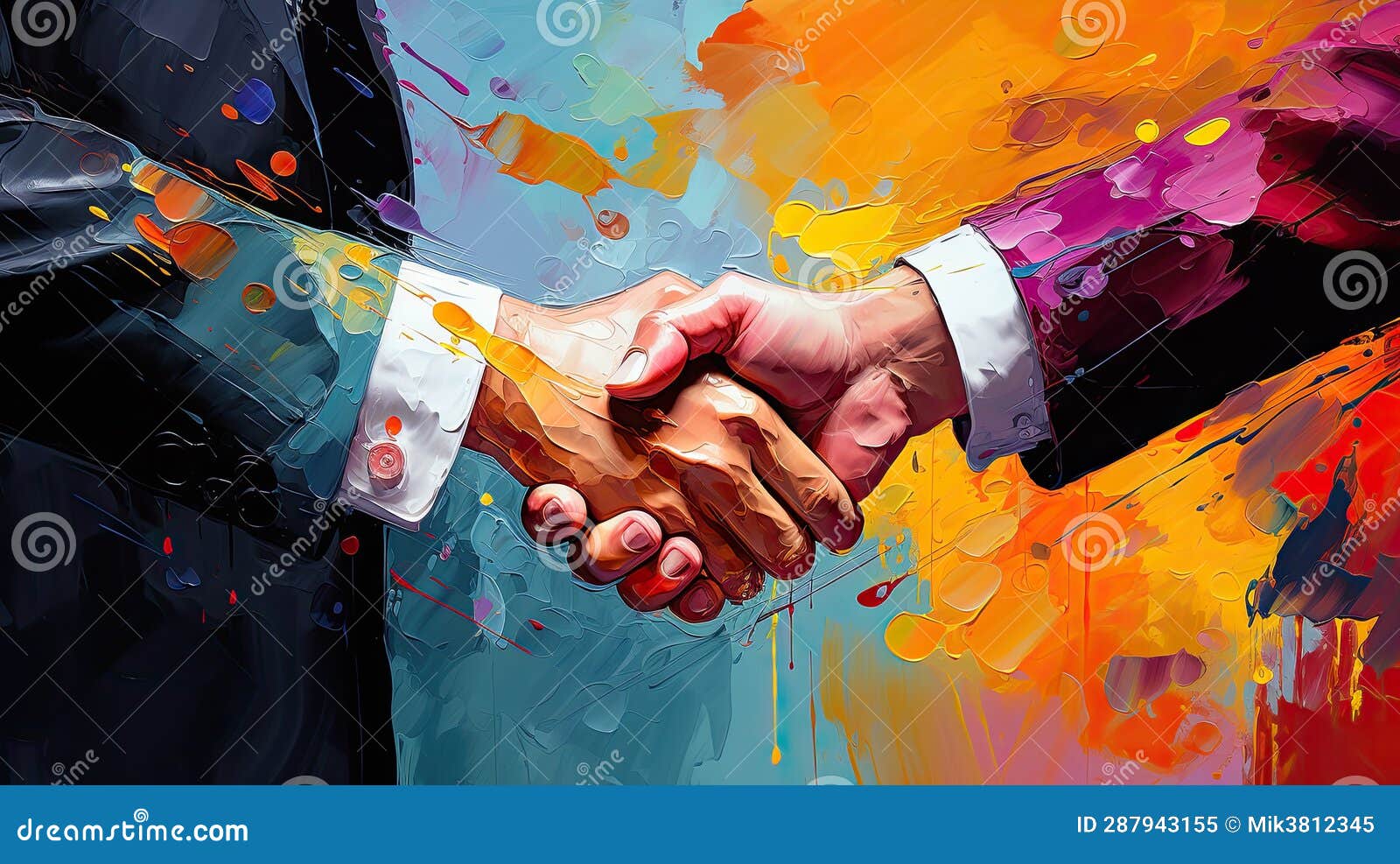 Abstract Art Two Men Shaking Hands. Stock Illustration - Illustration ...