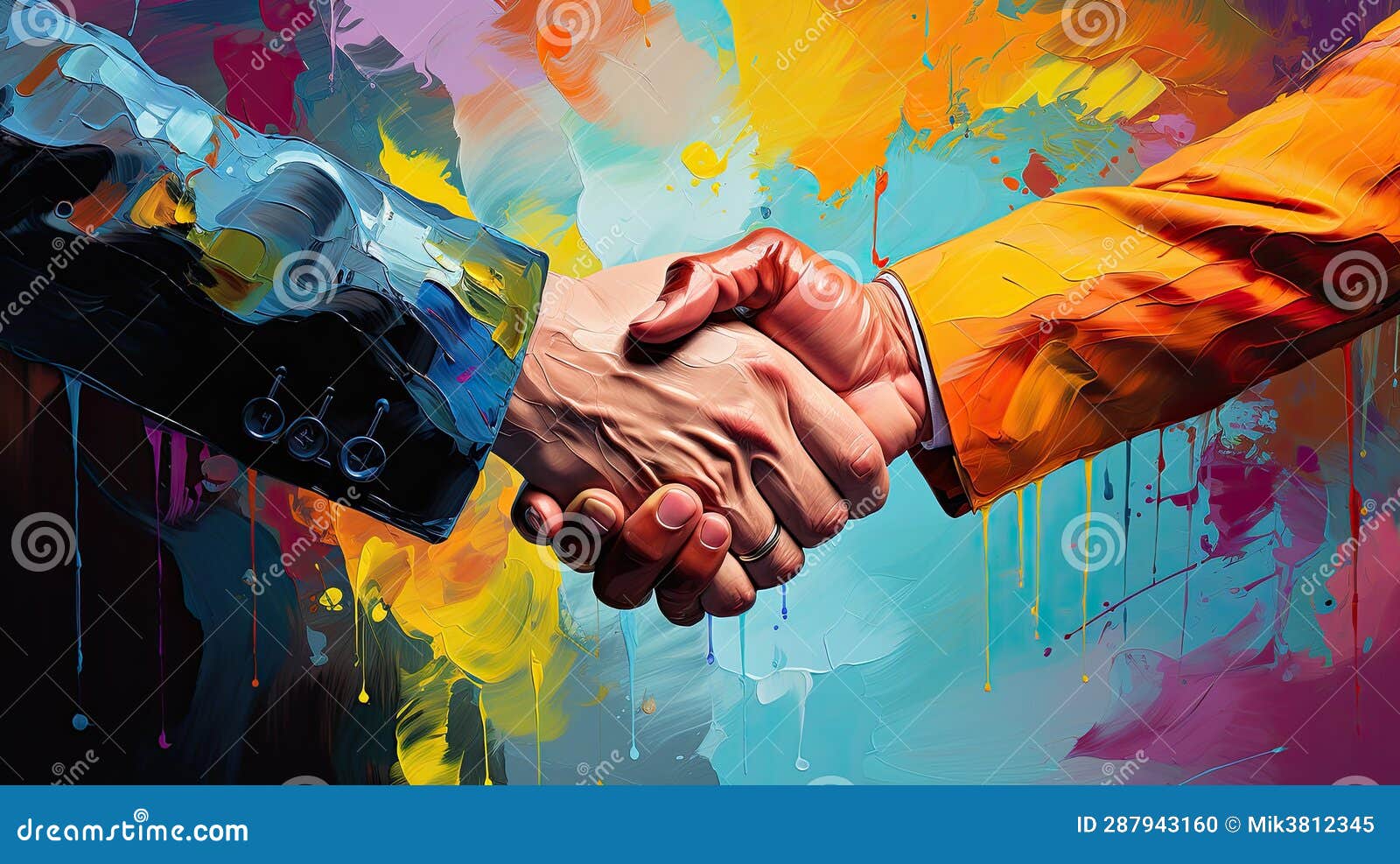 Abstract Art Two Men Shaking Hands. Stock Illustration - Illustration ...