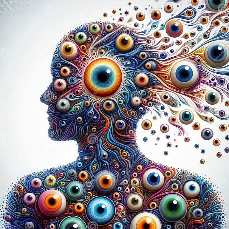 Abstract Art with Man Silhouette and Eyes that Creates a Imaginative ...