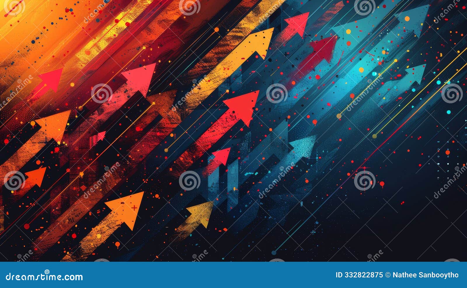 Abstract Art with Vibrant Arrows Pointing Upwards on a Dark Background ...