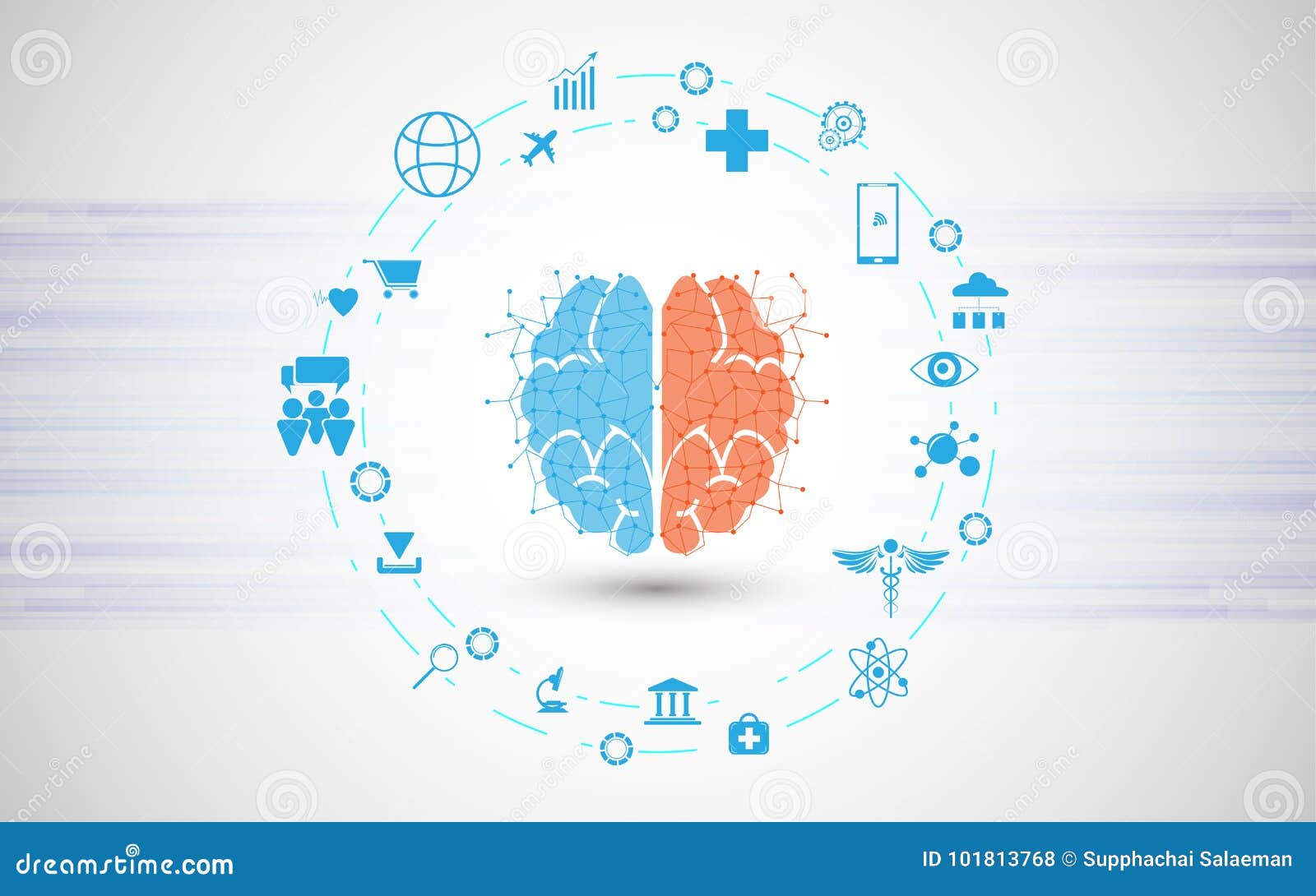 Abstract Artificial Intelligence Brain With IOT Icon Technology Concept ...