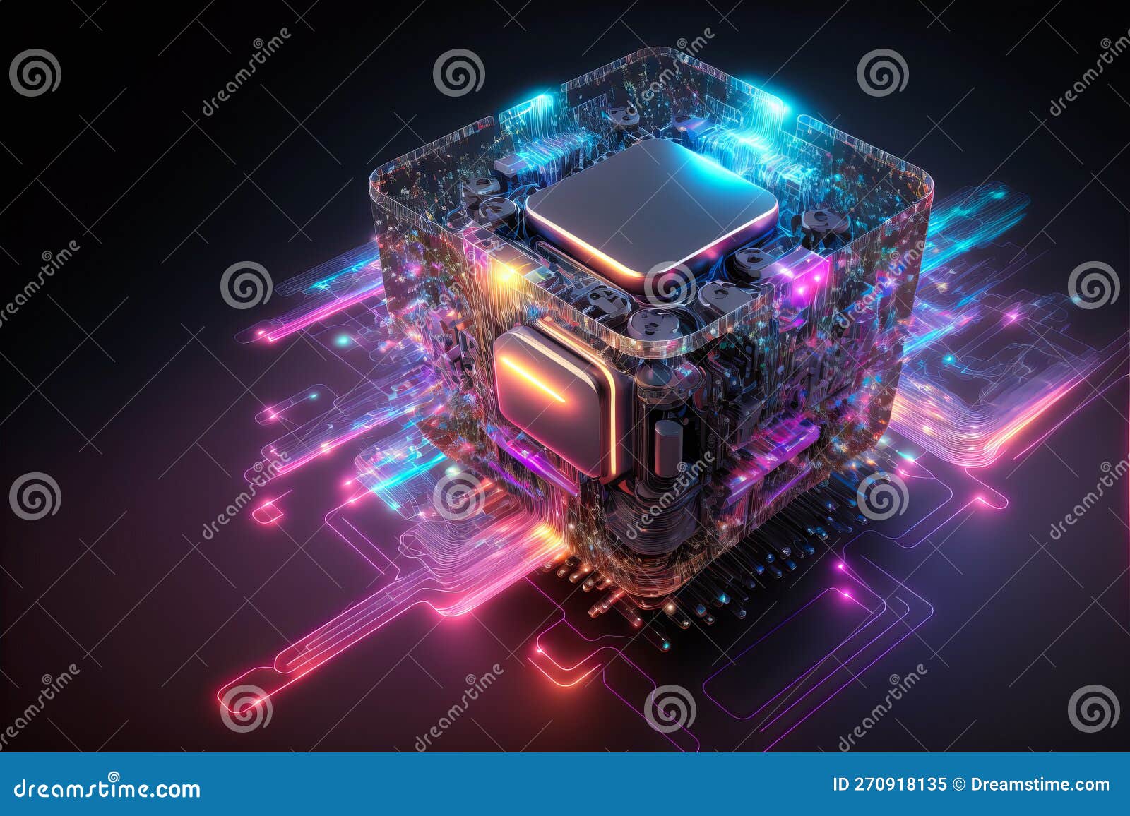 Abstract Artificial Intelligence Central Processing Unit. Generative Ai Stock Illustration ...