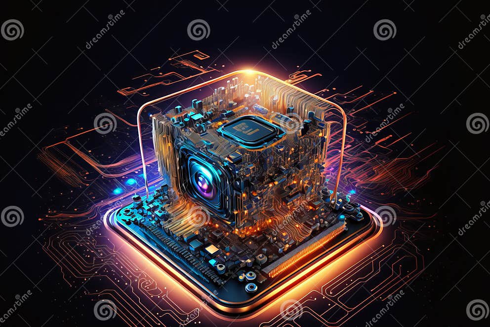 Abstract Artificial Intelligence Central Processing Unit. Generative Ai Stock Illustration ...
