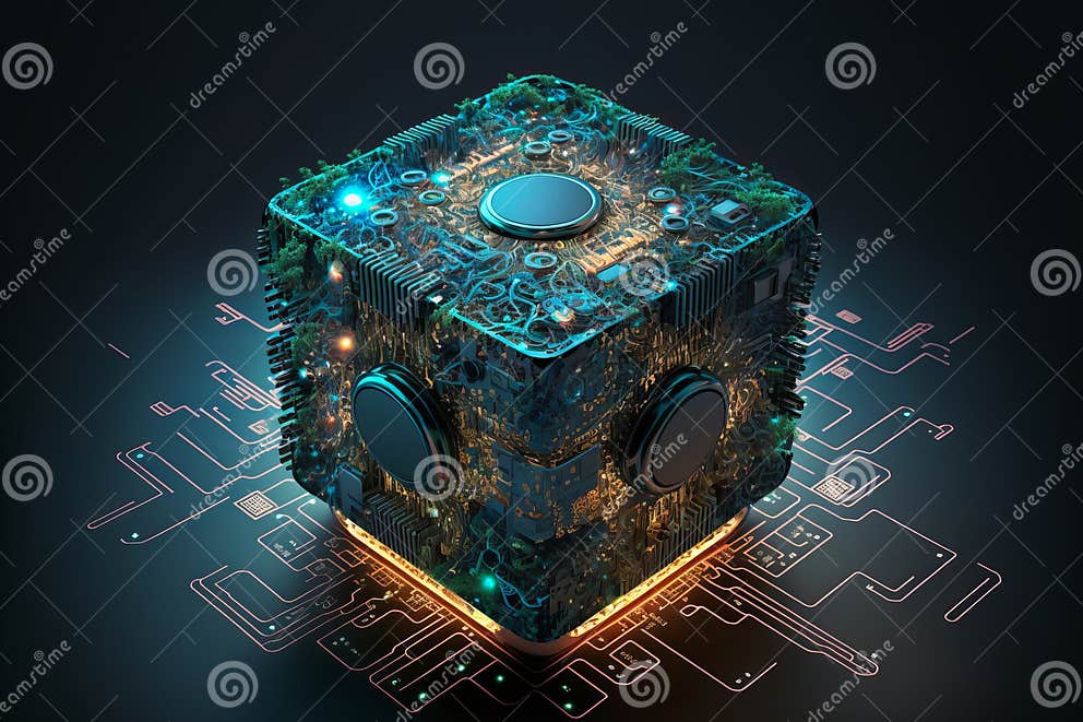 Abstract Artificial Intelligence Central Processing Unit. Generative Ai Stock Illustration ...