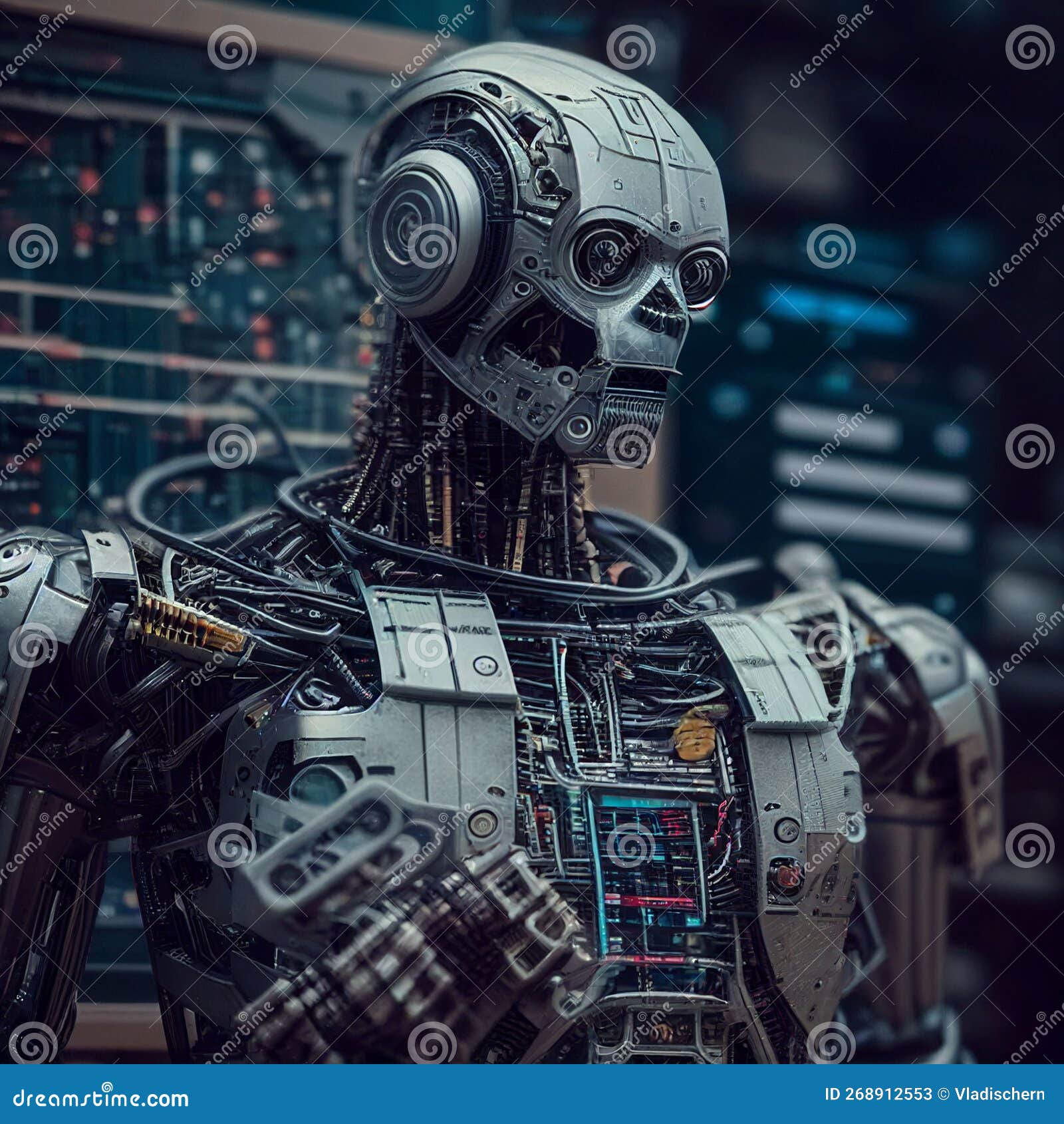 Abstract Artificial Intelligence, Robot, in the Form of a Human ...