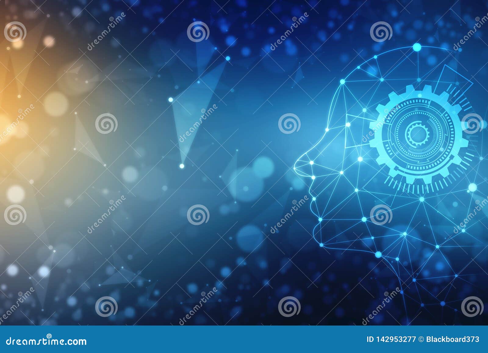 Abstract Artificial Intelligence. Technology Web Background, Virtual ...