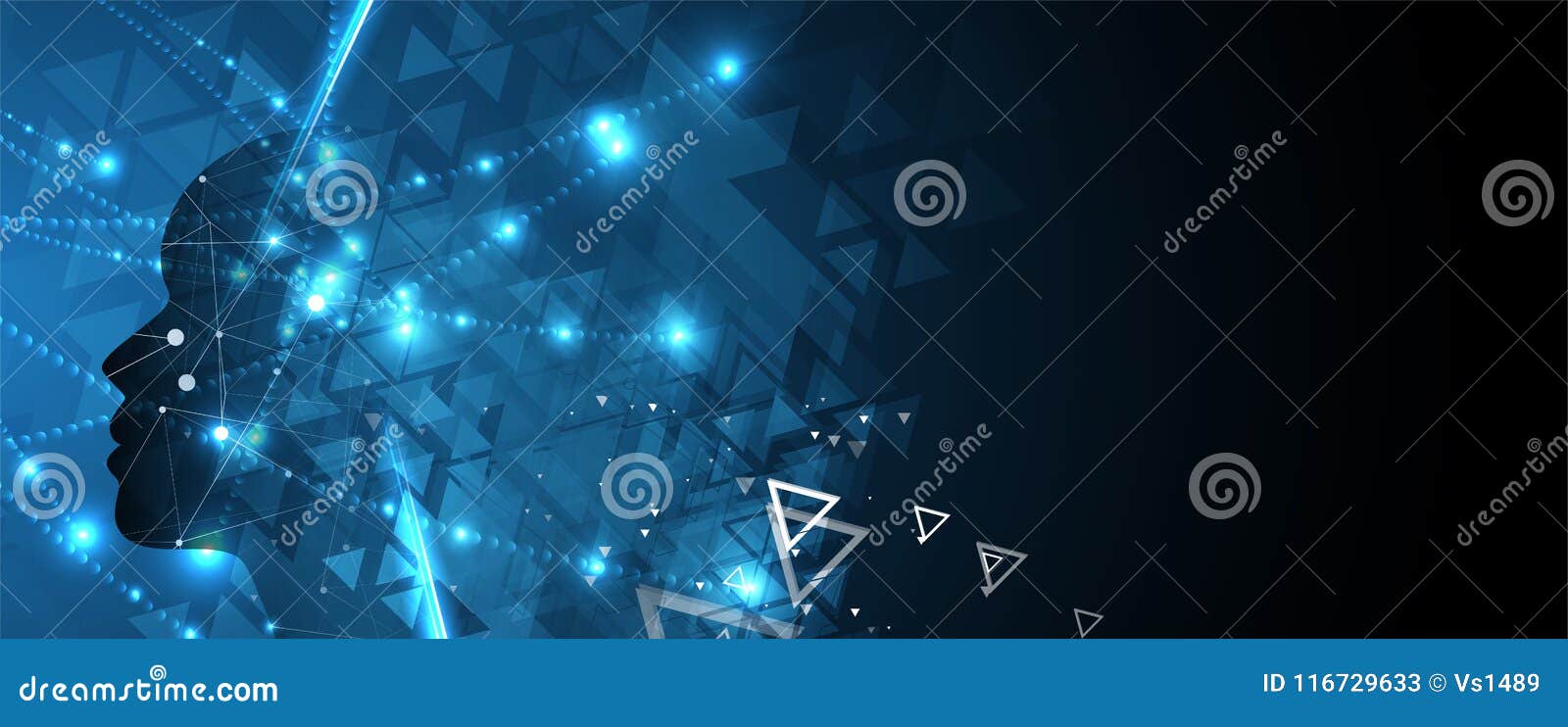 Artificial Intelligence. Technology Web Background. Virtual Conc Stock ...