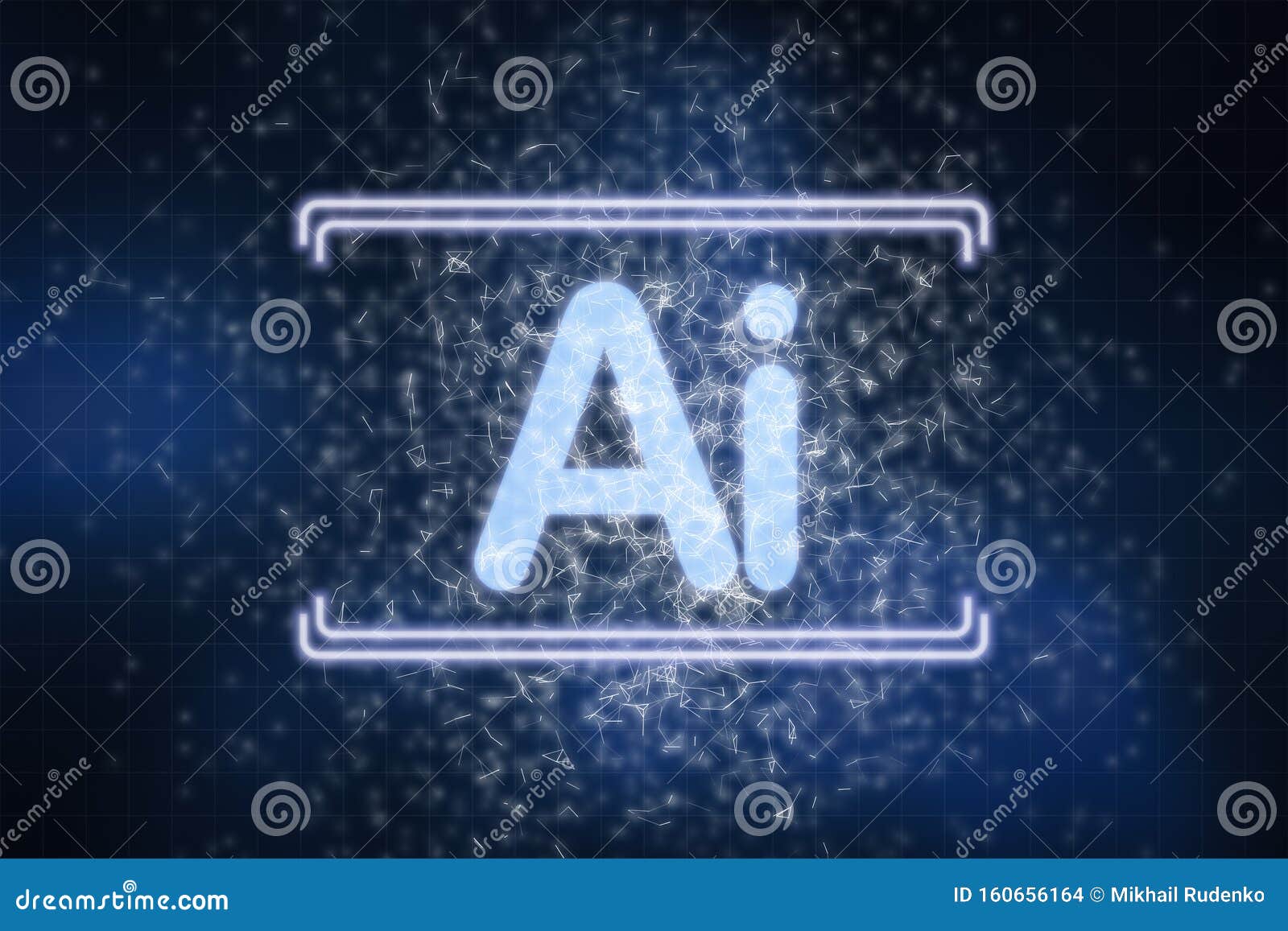 Abstract Artificial Intelligence Word Text Icon, With Network Global ...
