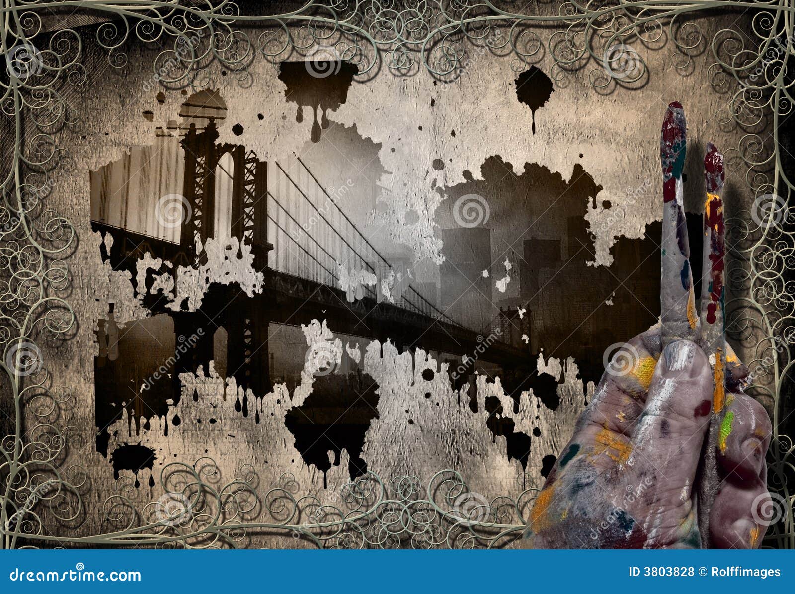 Abstract artist and bridge stock photo. Image of artwork - 3803828