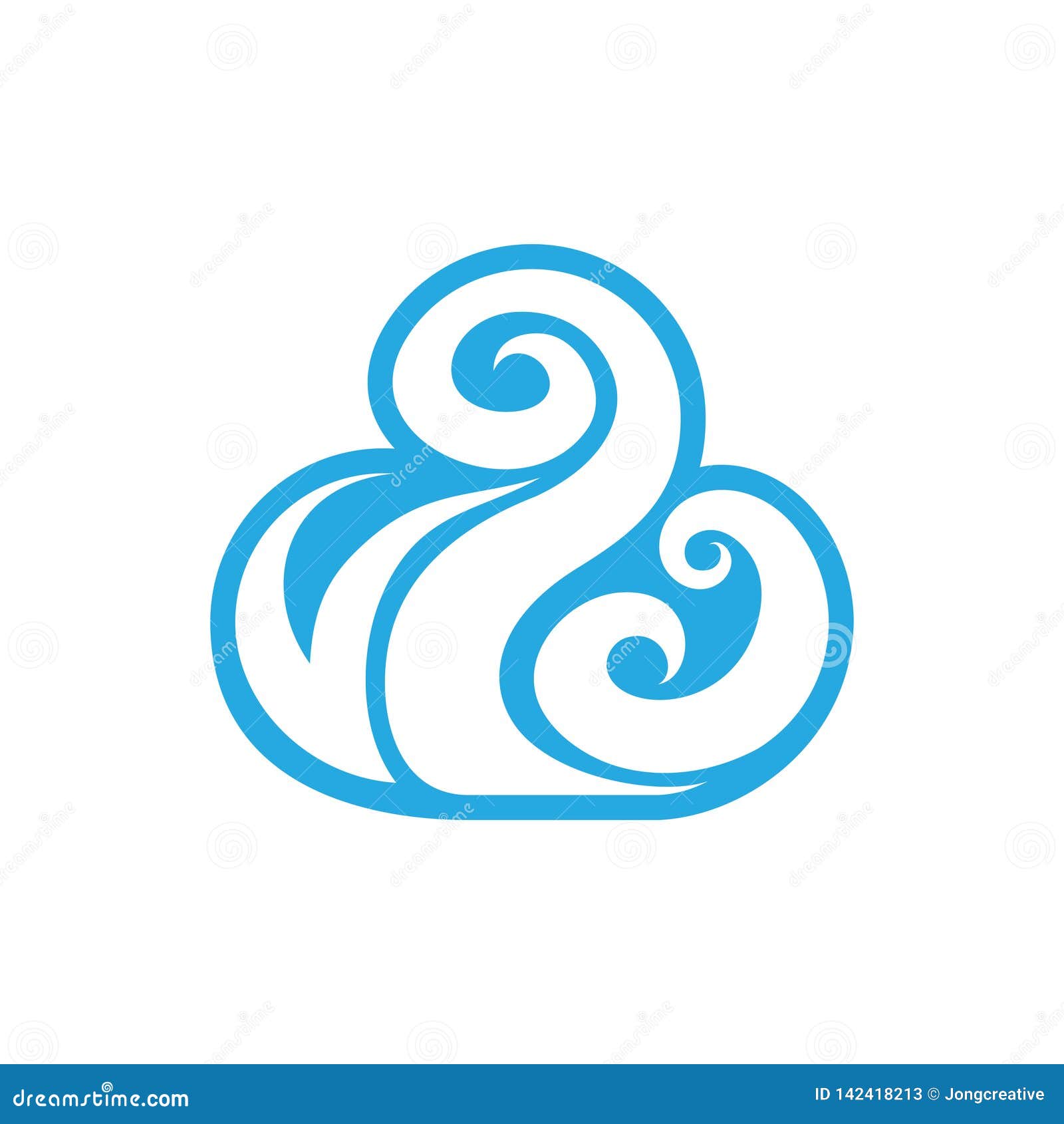 Abstract Artistic Blue Wave Smoke Cloud Logo Illustration Stock Vector ...