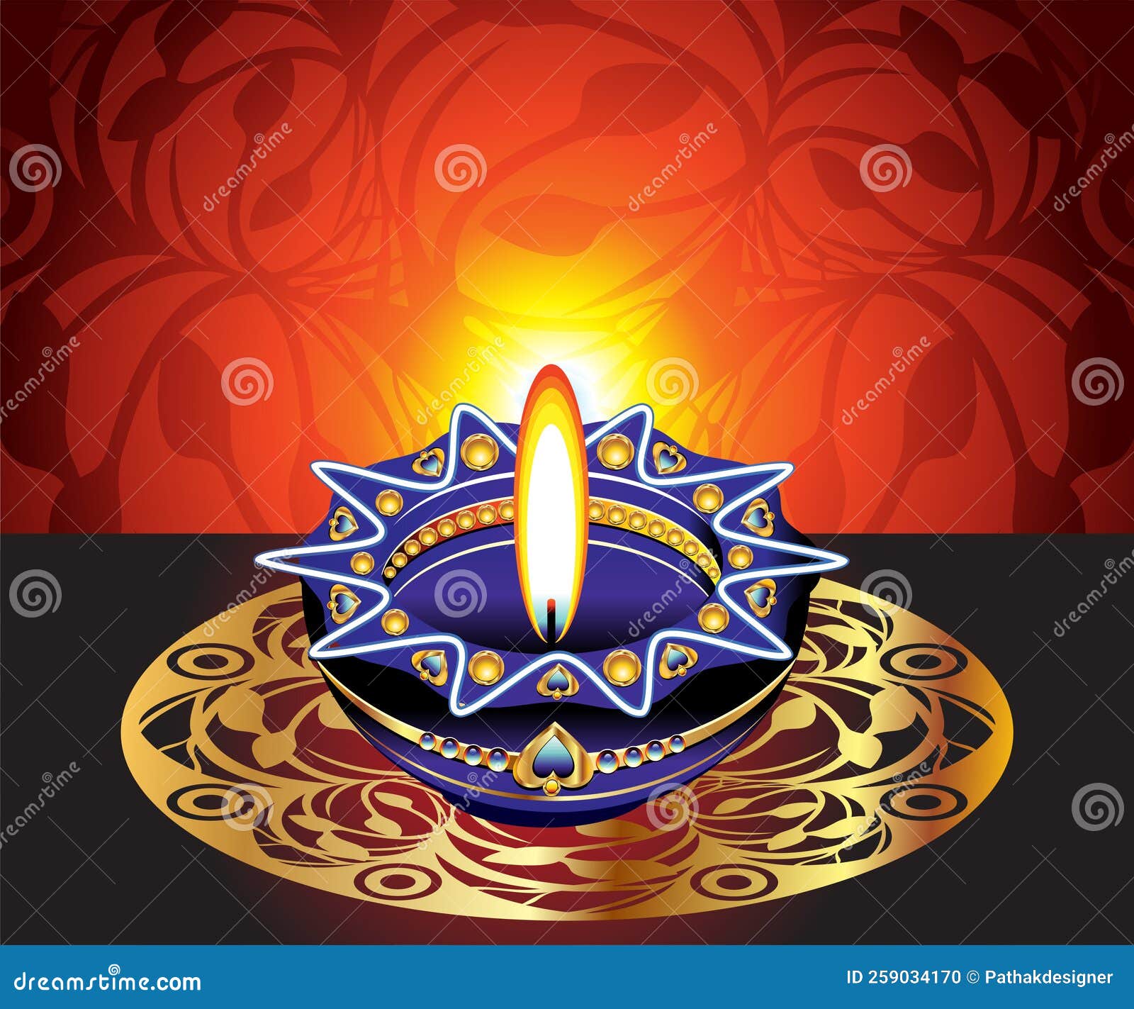 Abstract Artistic Creative Blue Diwali Background Stock Vector ...