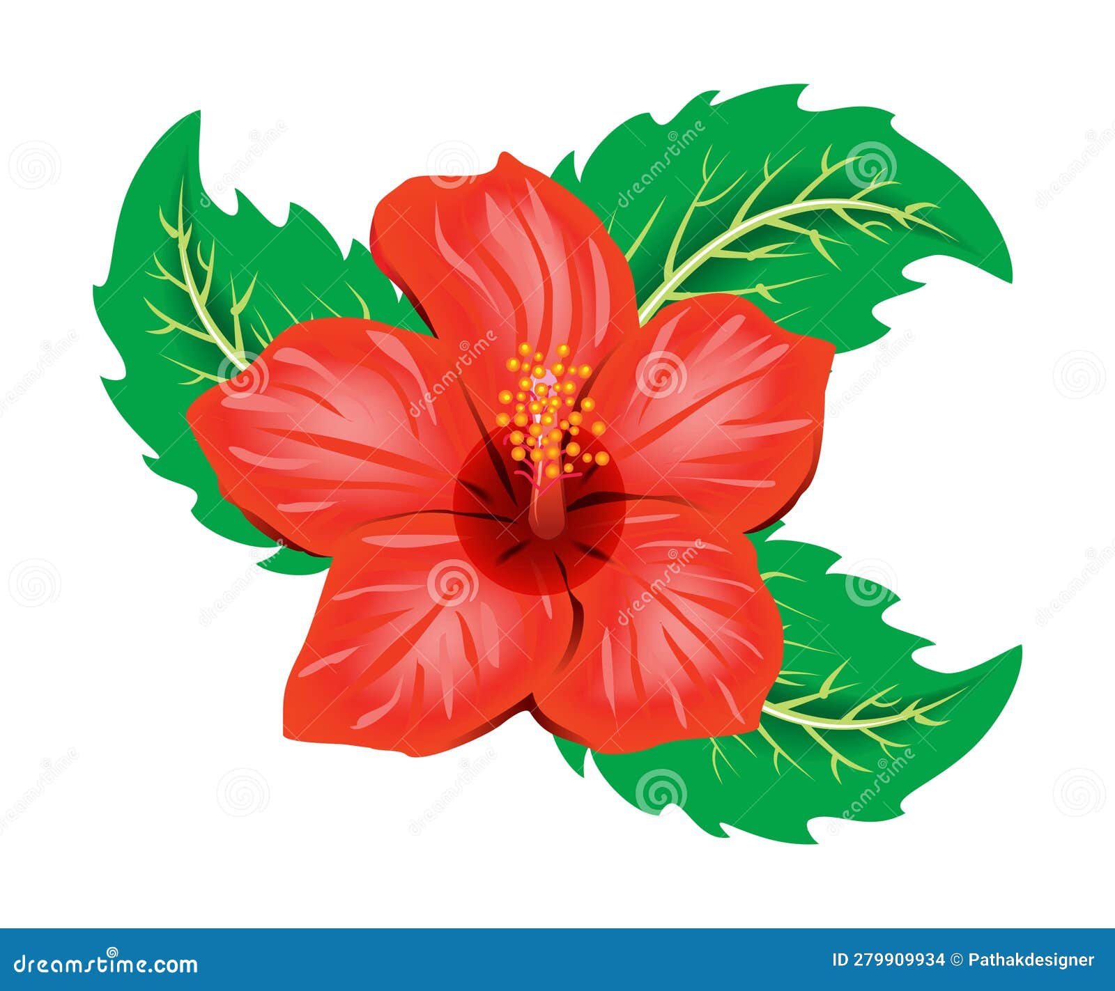 Abstract Artistic Creative Detailed Red Hibicus Flower Stock Vector ...