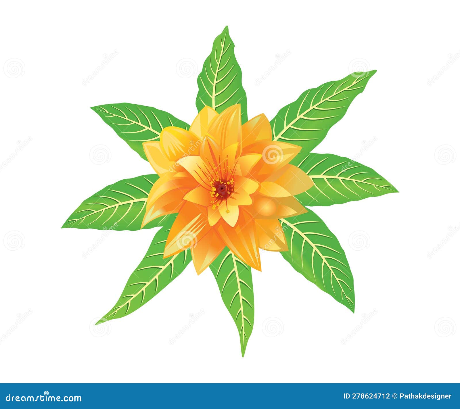 Abstract Artistic Creative Flower with Mango Leaf Stock Vector ...