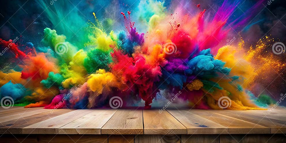 Abstract Artistic Explosion of a Lot of Colors on a Table AI-Created ...