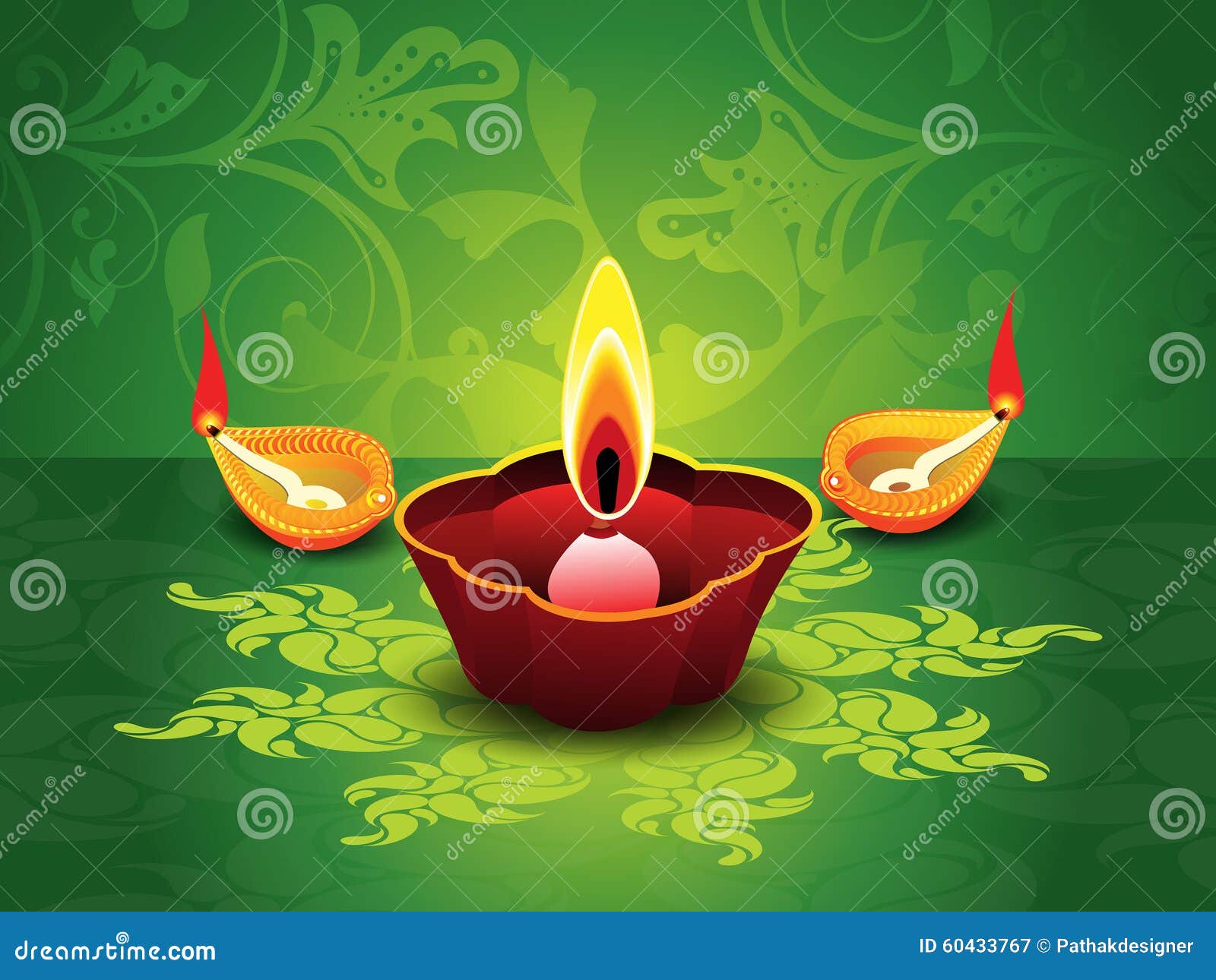 Abstract Artistic Green Diwali Background Stock Vector - Illustration ...