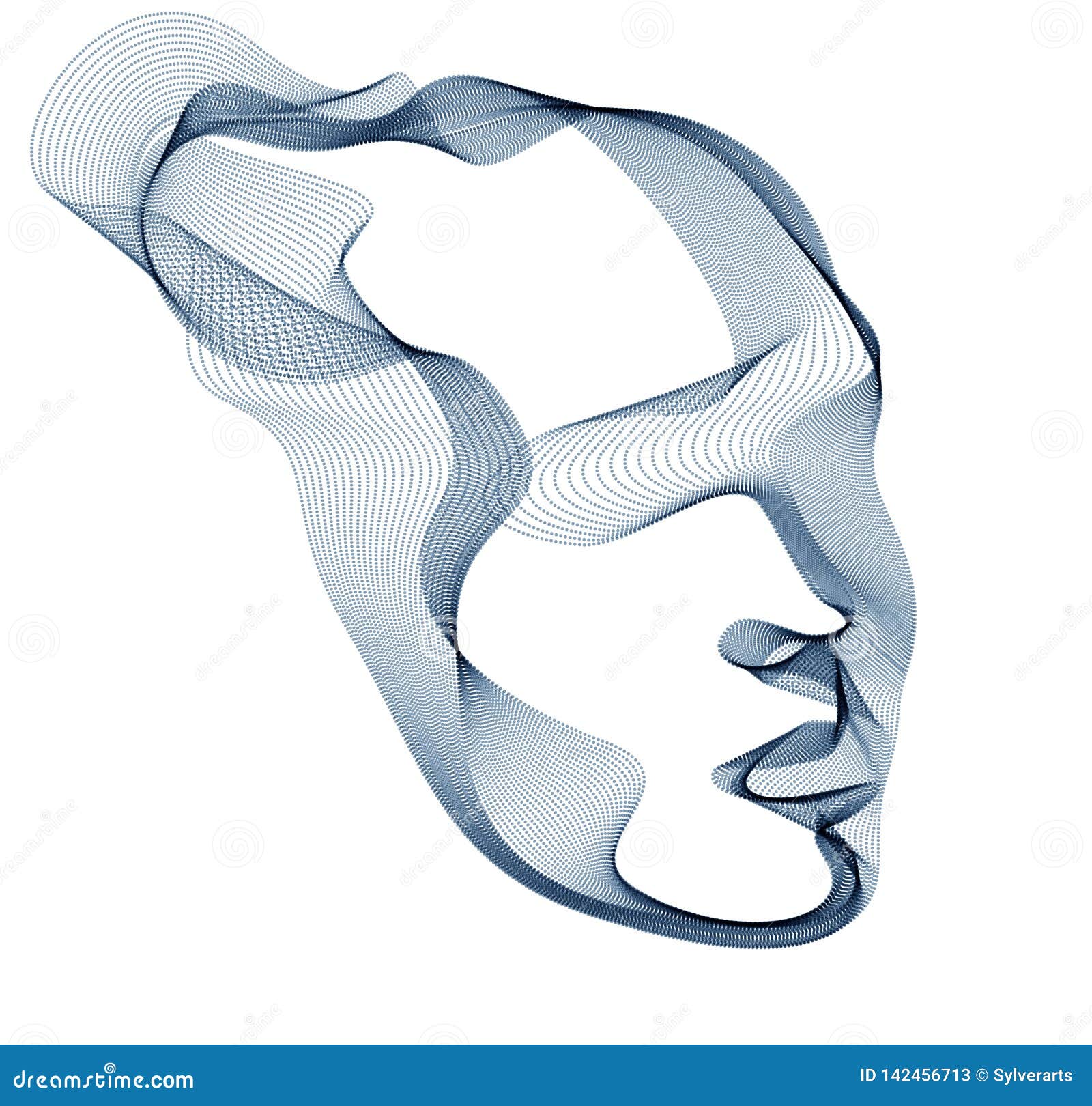Abstract Artistic Human Head Portrait Made of Dotted Particles Array ...