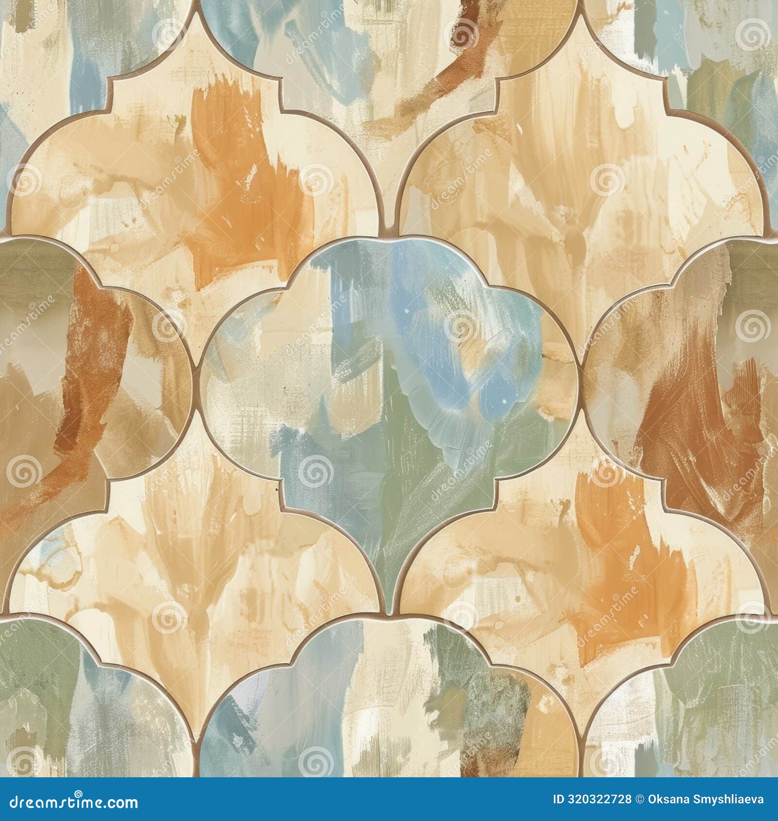 Abstract Artistic Moroccan Tiles Pattern Background in Earth Tones ...