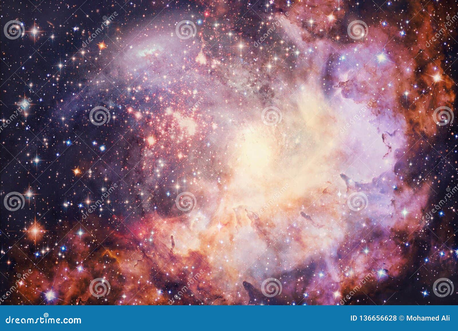 Abstract Artistic Multicolored Bright Nebula Galaxy In Deep Space ...