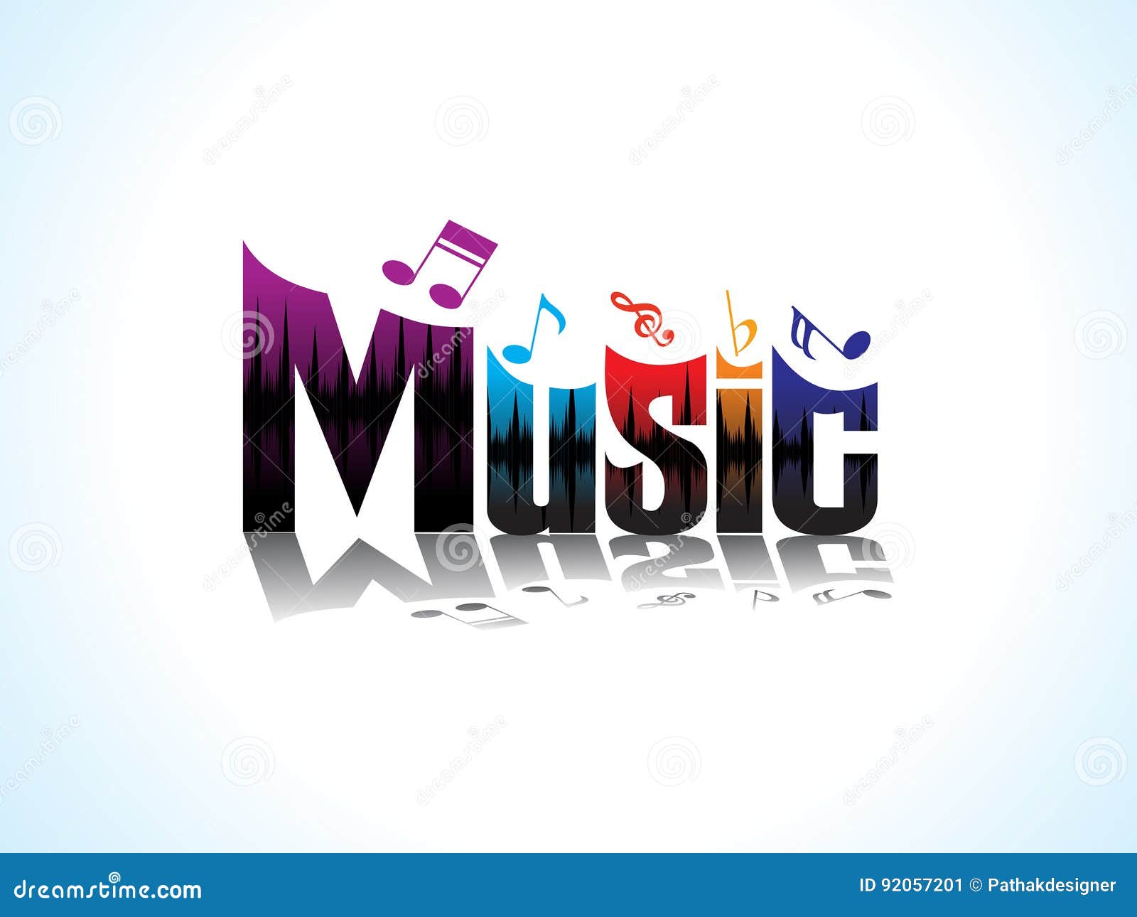 Abstract Artistic Music Text Stock Vector - Illustration of reflection ...