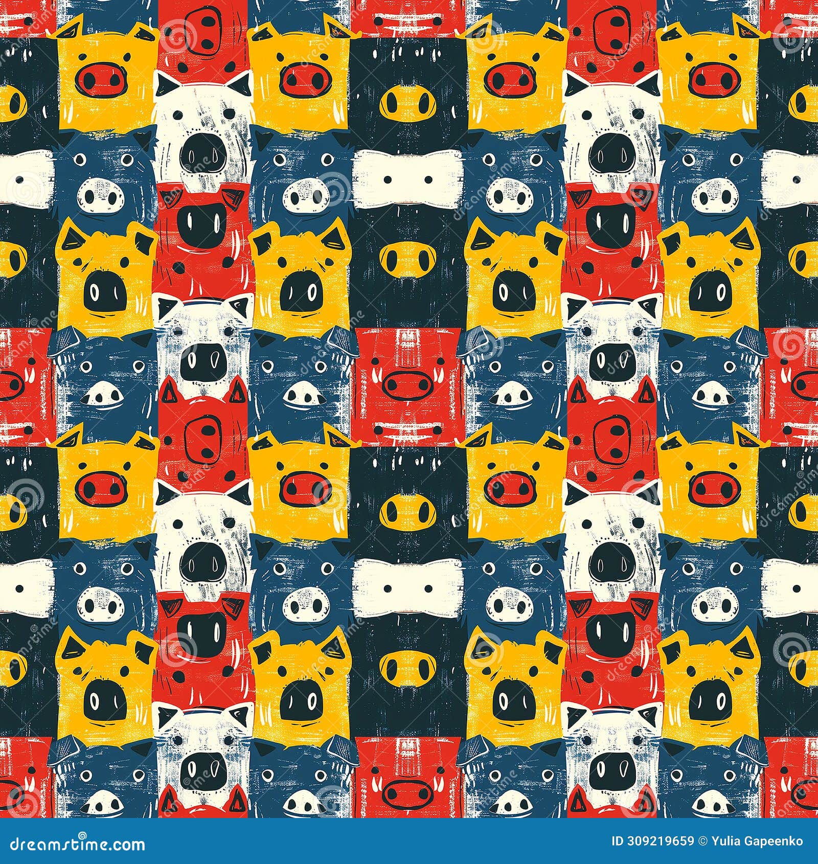 Abstract Farm Animal Faces Artistic Pattern Stock Image - Image of ...