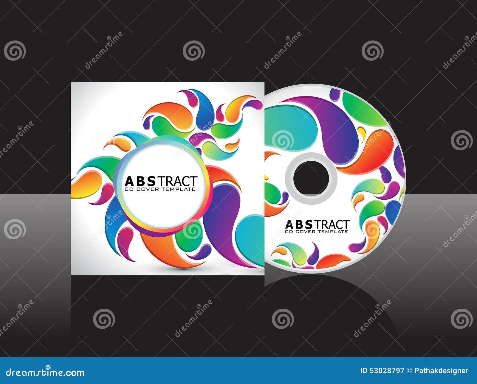 Abstract Artistic Rainbow Floral Cd Cover Template Stock Vector ...