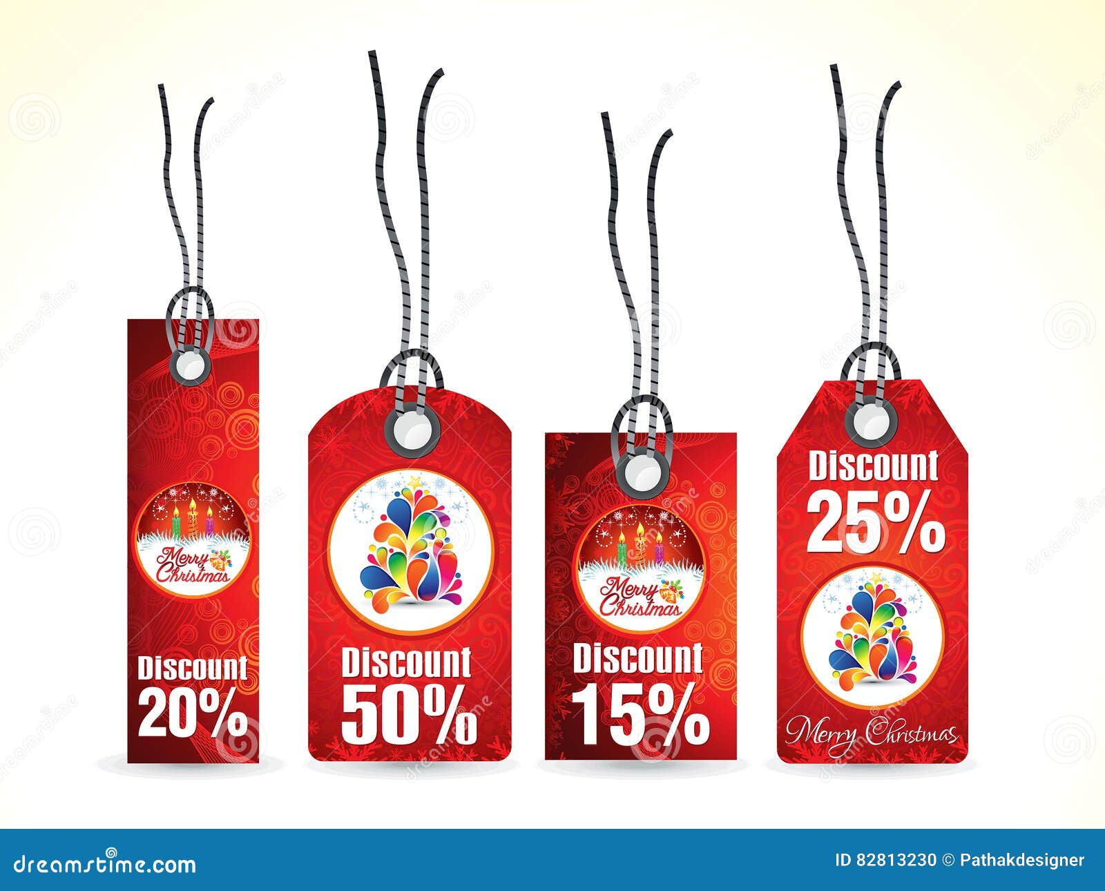 Abstract Artistic Red Christmas Tags Stock Vector - Illustration of ...