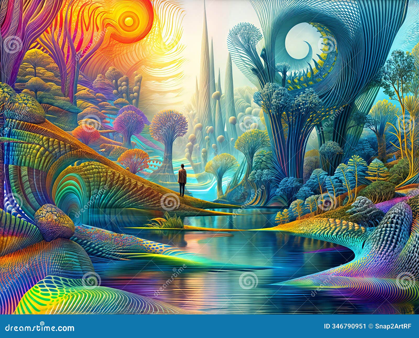 Abstract Artistic Representation Of Man Looking Up At The Creator ...