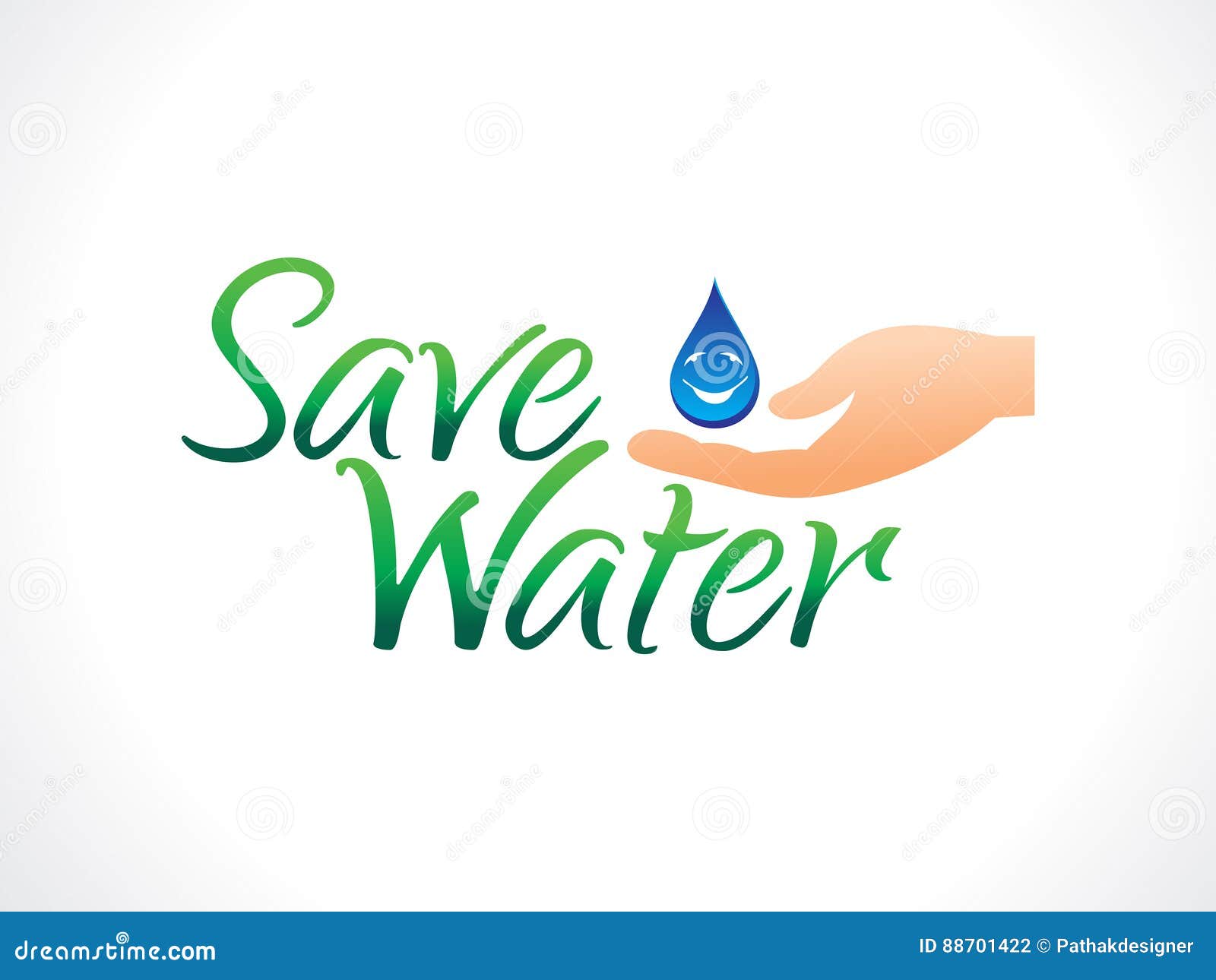 Abstract Artistic Save Water Text Stock Vector - Illustration of green ...