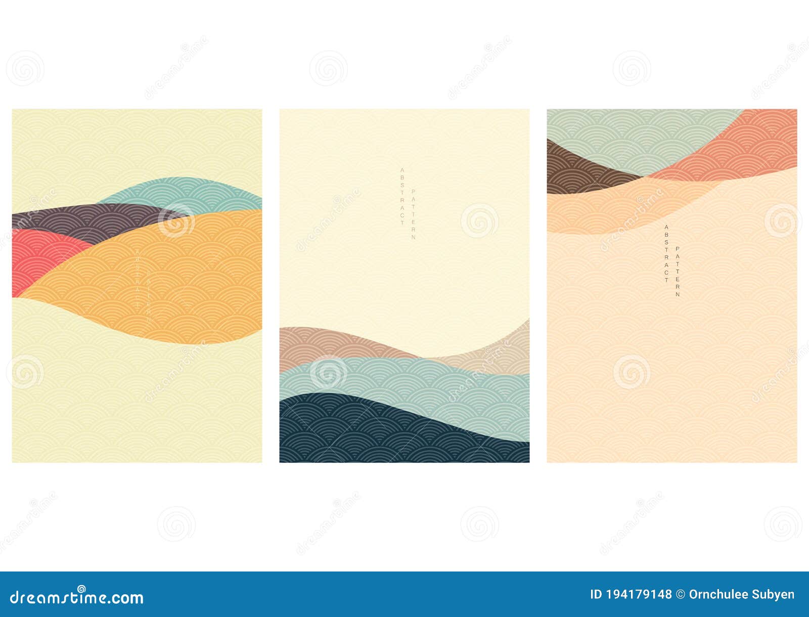 Abstract Arts Background with Japanese Pattern Vector. Art Landscape ...