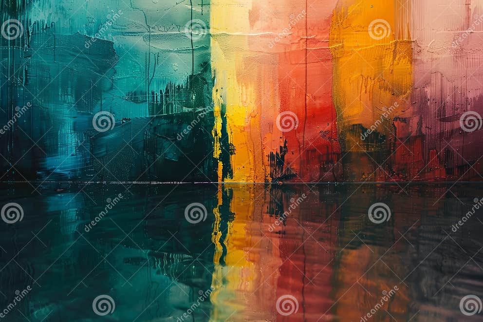 Abstract Reflection Art with Bold Color Strokes Stock Illustration ...