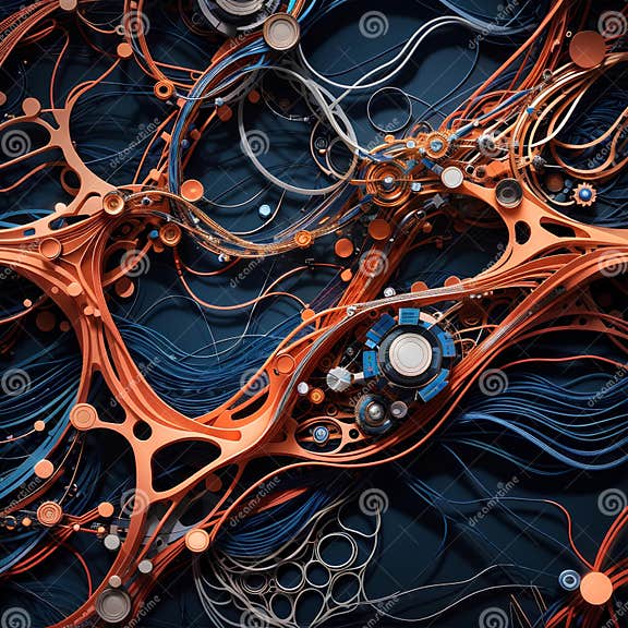 Abstract Art Created with Colored Cables Stock Illustration ...