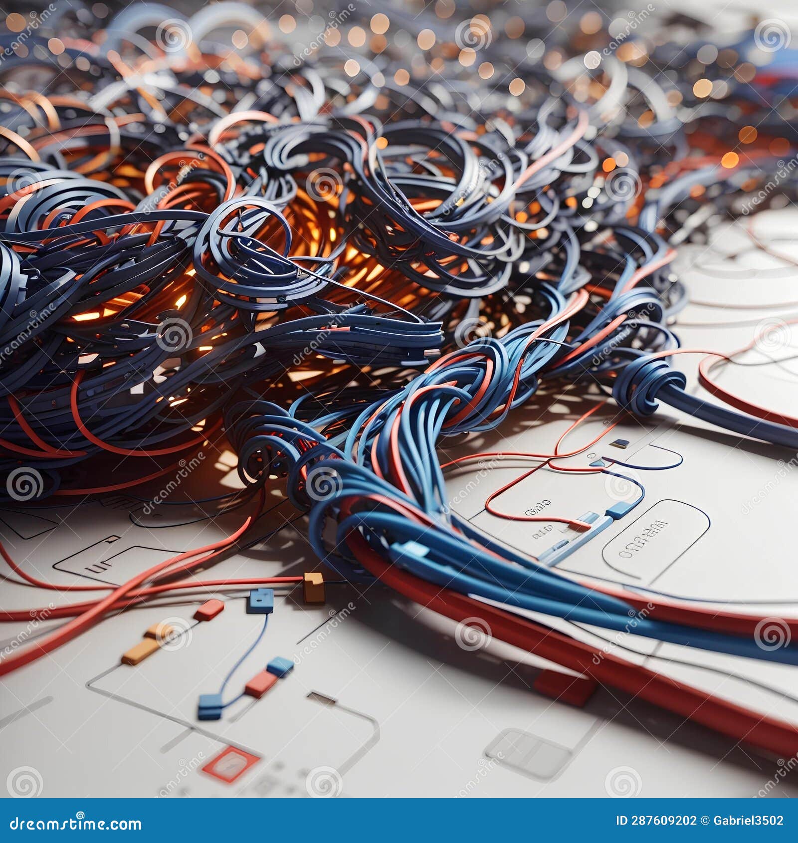 Abstract Art Created with Colored Cables Stock Illustration ...