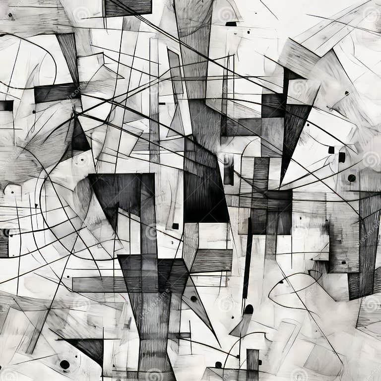 Abstract Dadaism Art with Random Pencil Doodle Lines Texture Stock ...