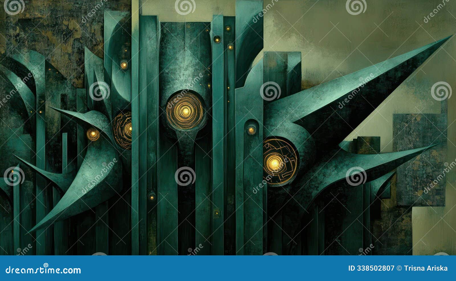 Abstract Artwork Featuring Angular Forms and Glowing Elements in a ...