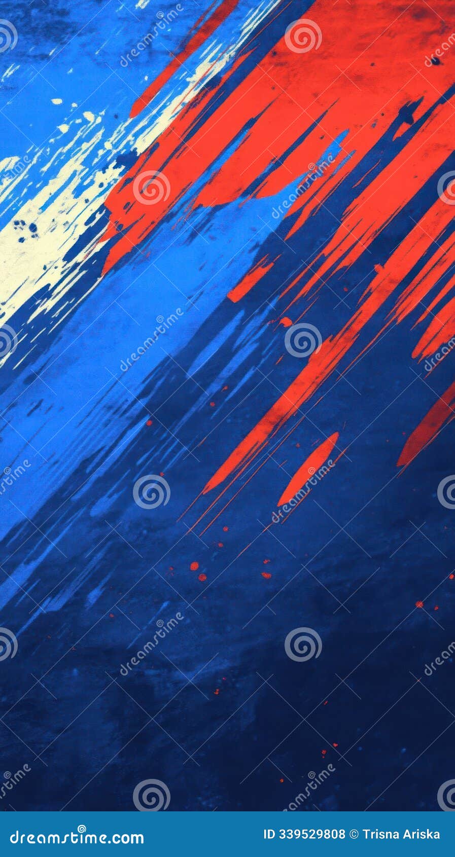 Abstract Artwork Featuring Bold Red and Blue Brush Strokes on a ...