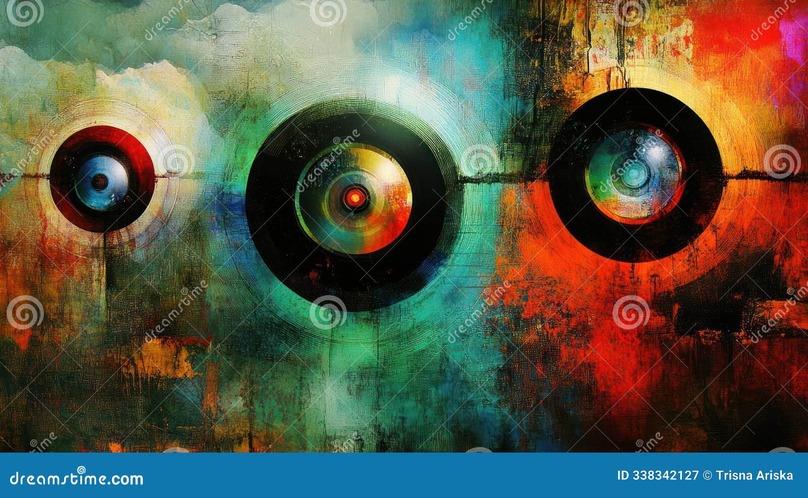 Abstract Artwork Featuring Circular Forms with Vibrant Colors and ...