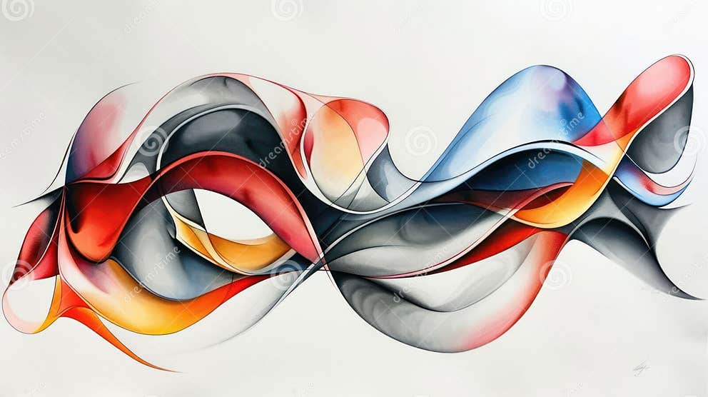 Abstract Artwork Featuring Flowing Shapes and Vibrant Colors Creating a ...