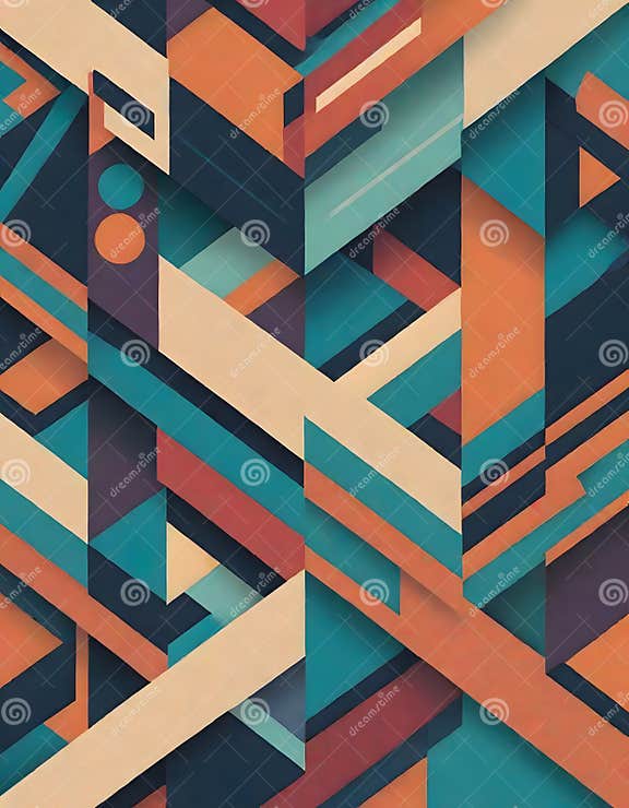 Abstract Artwork Featuring Geometric Forms and Patterns in a Colorful ...