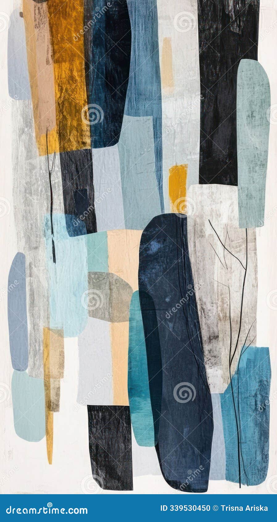 Abstract Artwork Featuring Geometric Shapes and a Muted Color Palette ...
