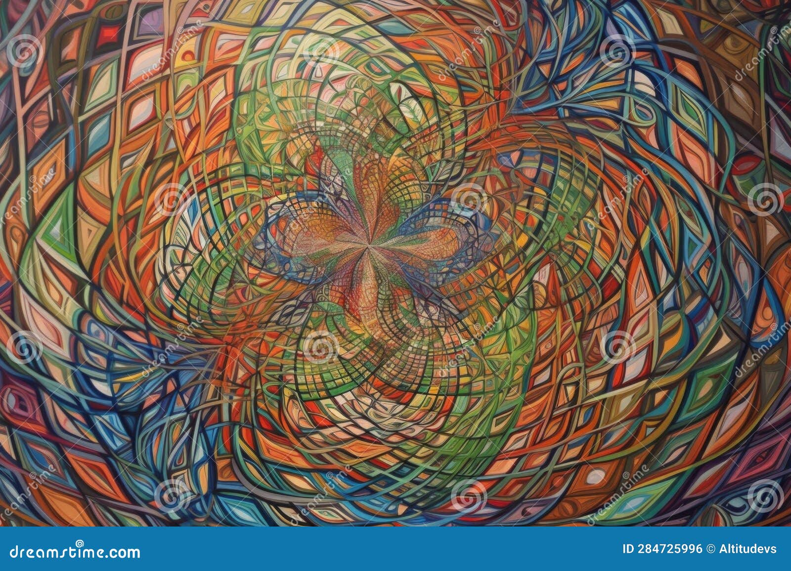 Abstract Artwork Featuring Intricate Rotational Pattern with Interwoven ...
