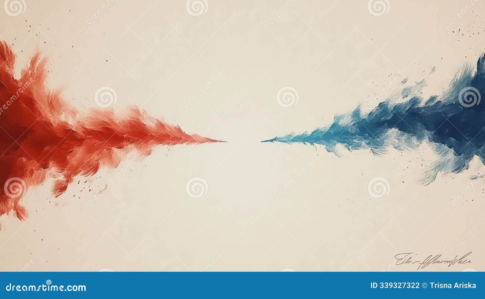 Abstract Artwork Featuring Red and Blue Splashes Converging in the ...