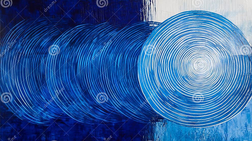 Abstract Artwork Featuring a Series of Overlapping Blue Circular ...