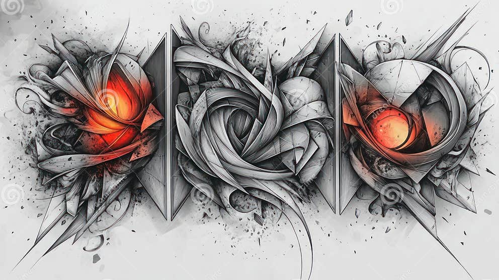 Abstract Artwork Featuring Swirling Forms and Glowing Elements in a ...