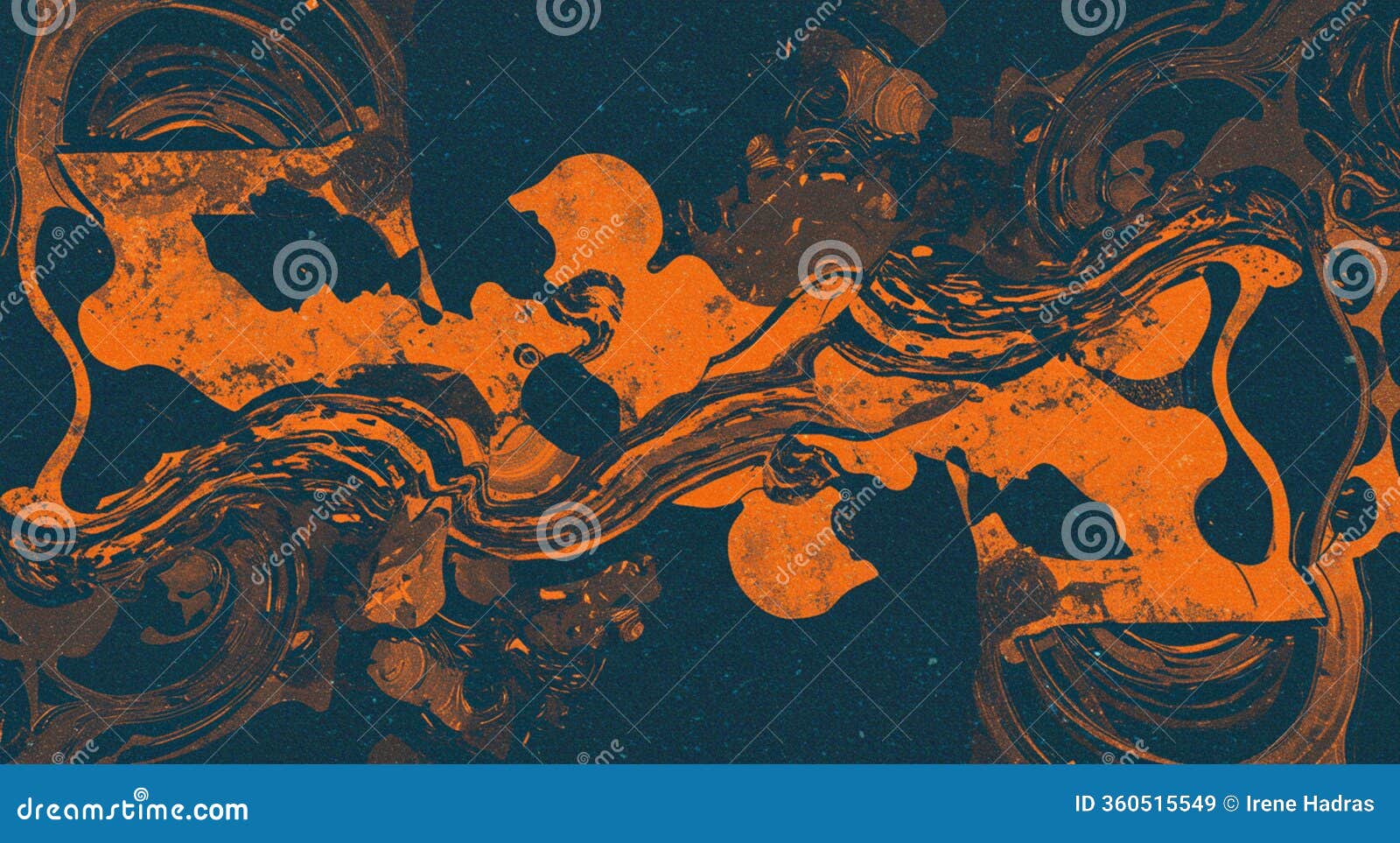 Abstract Artwork Featuring Swirling Orange and Dark Blue Patterns ...