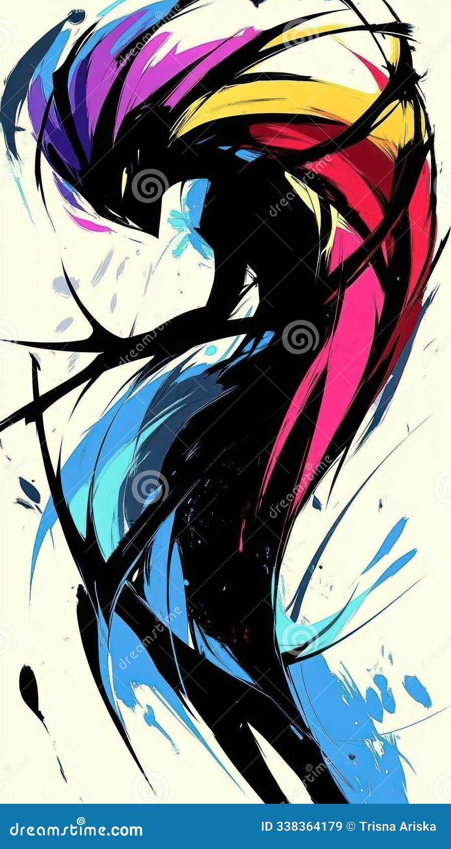 Abstract Artwork Featuring Vibrant Colors and Dynamic Shapes, Evoking ...